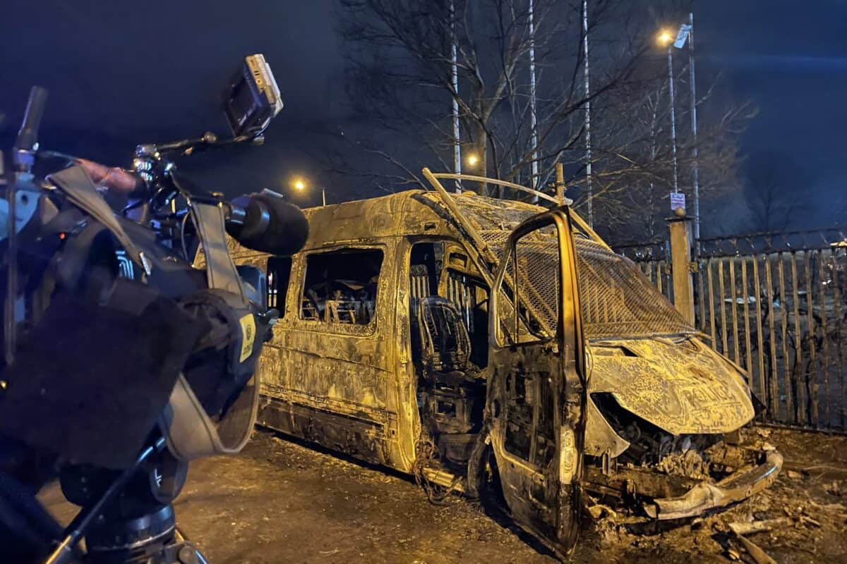 Anger erupts in Liverpool as 'far-right protesters' torch police van